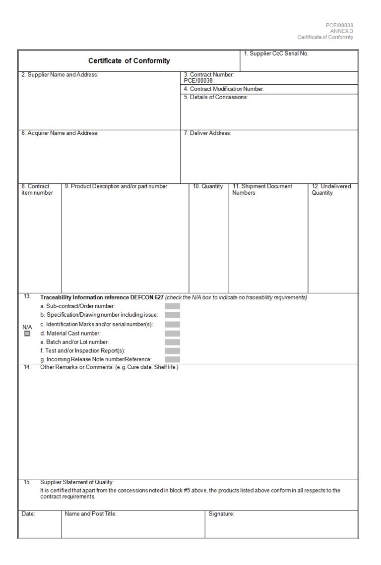 Certificate of Conformity Format | Free Certificate Templates Certificate of Conformity Format | Free Certificate Templates